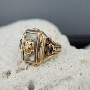 10K Ring Solid Gold 1947 BBCC ELG Emblem Vintage Art Deco Jewelry ...
