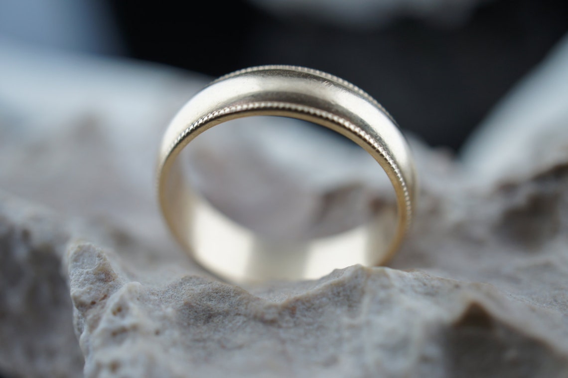 Solid Yellow Gold 14K IGM Wedding Band Ring Engagements Wide Ring 6mm ...