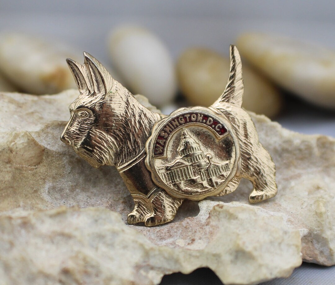 Vintage Scottie Dog Pin Washington DC Scottish Terrier Brooch Gold ...