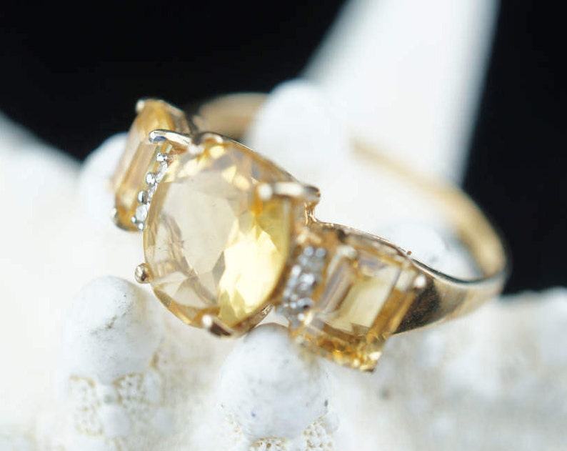 10k 10 K Karat Solid Yellow Gold Cocktail Ring Stone 3 Yellow | Etsy