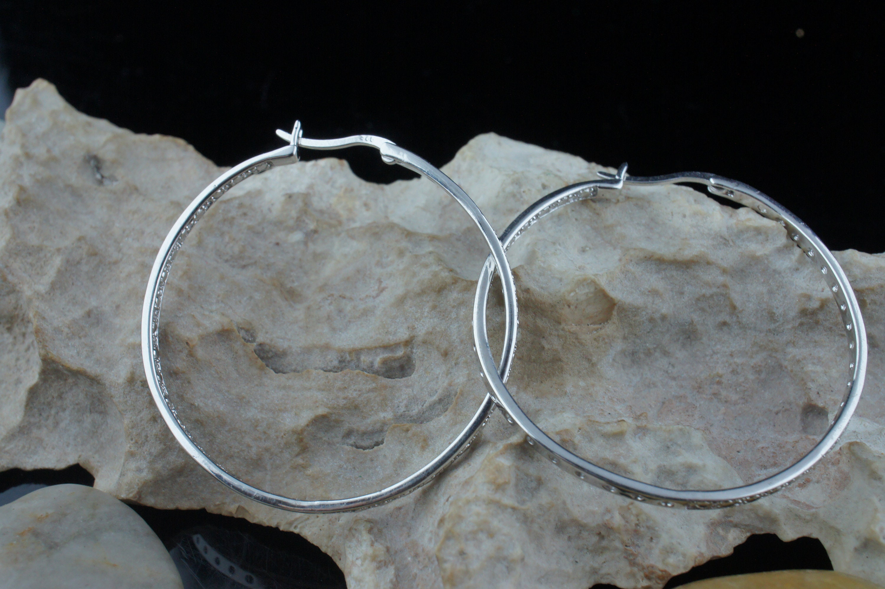 STERLING 925 DBJ 925 China Hoop Vintage Art Deco Pierced Earrings ...