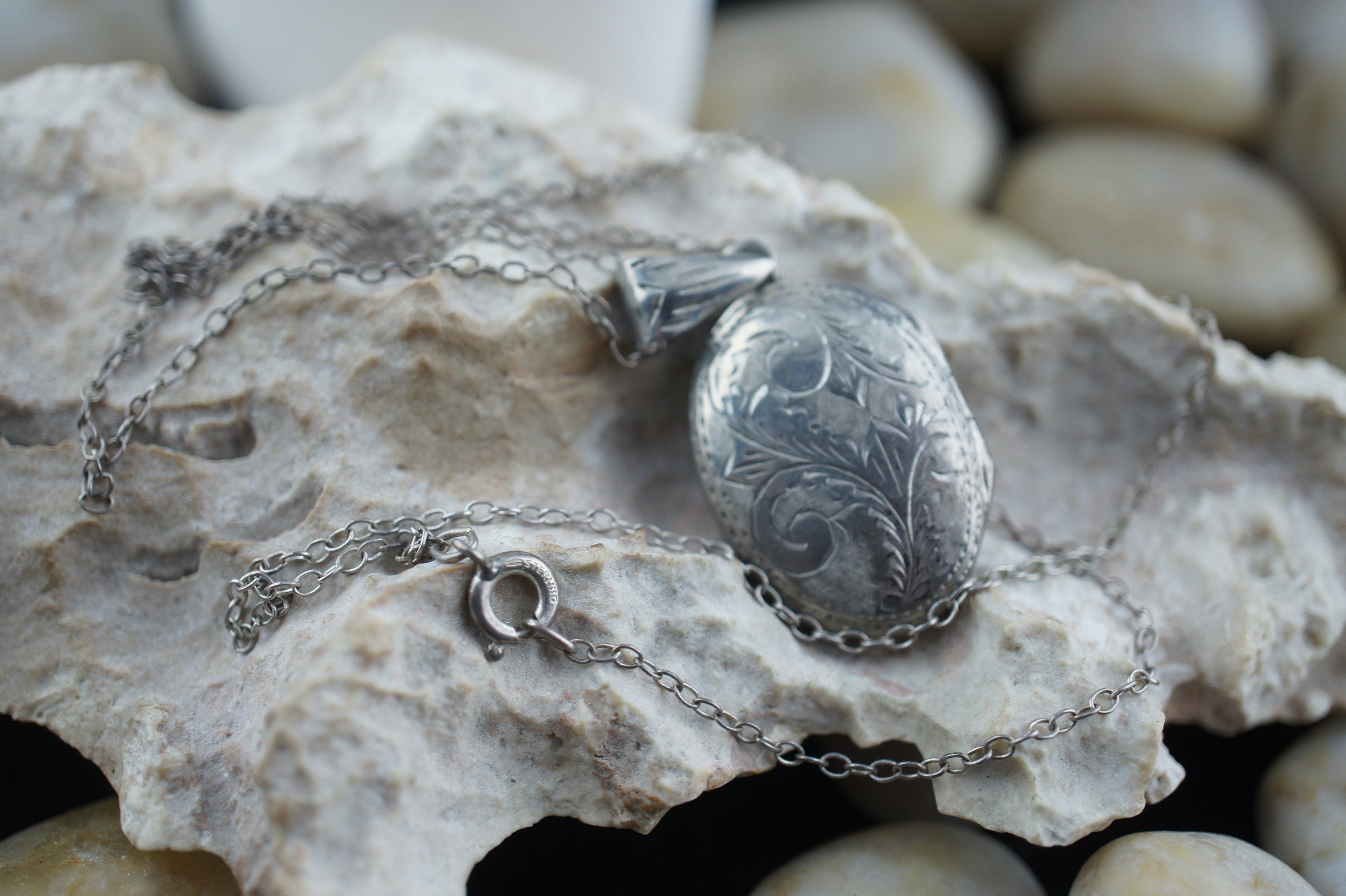 925 Sterling Silver Chain Vintage Art Deco Pendant Opens 925 Locket ...