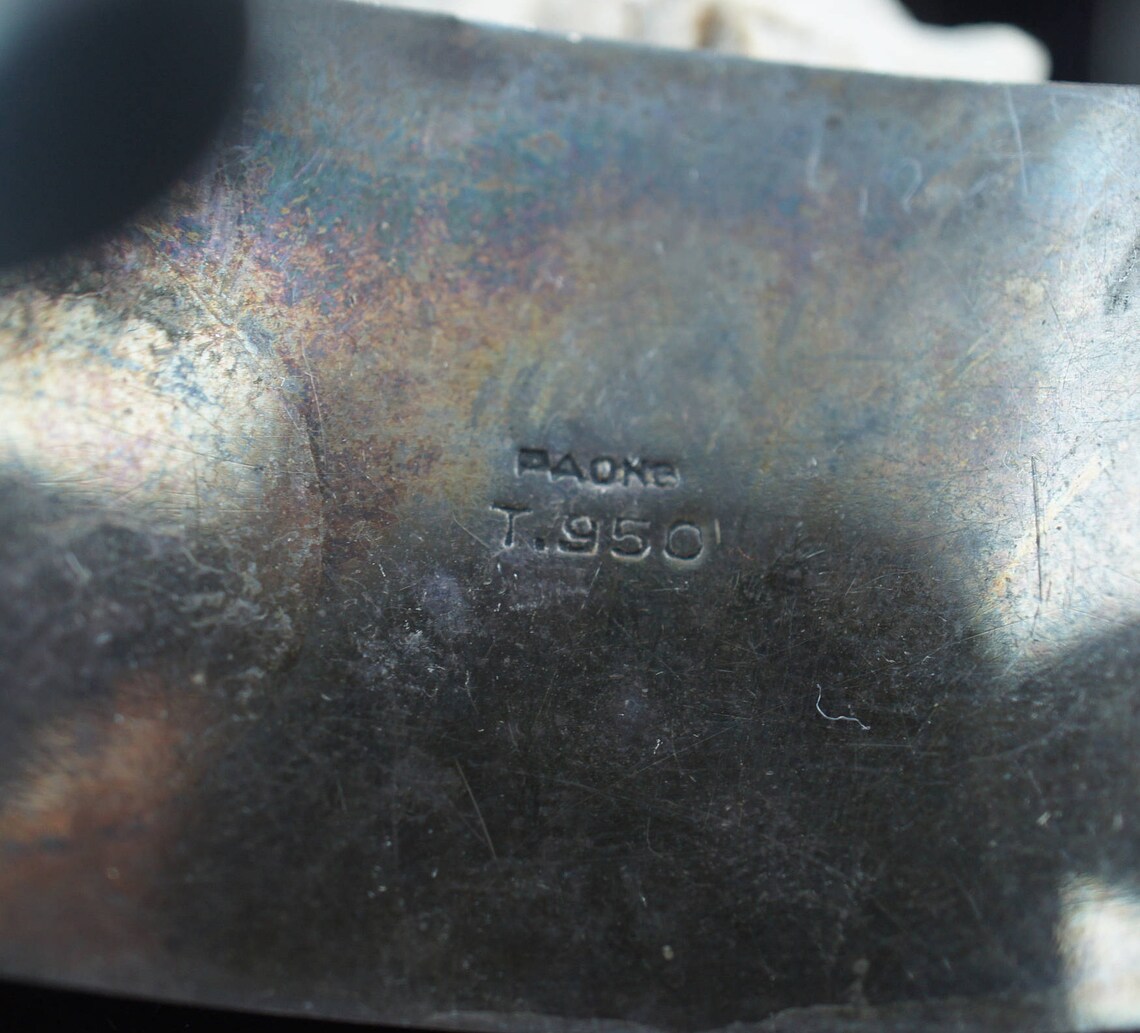 Vintage Antique Silver 950 Paoke Marked Hammered Floral 3D - Etsy