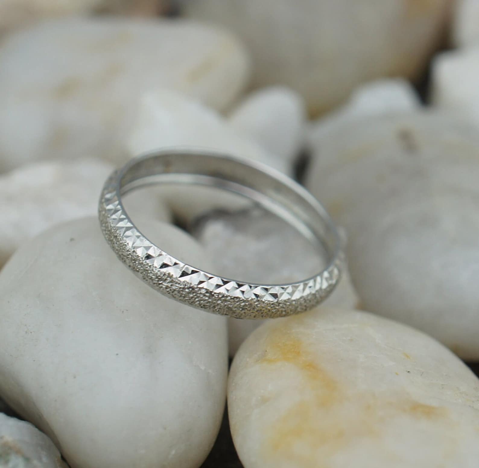 Solid White Gold 14K SLC Wedding Band Ring Engagements Wide Ring 3mm ...