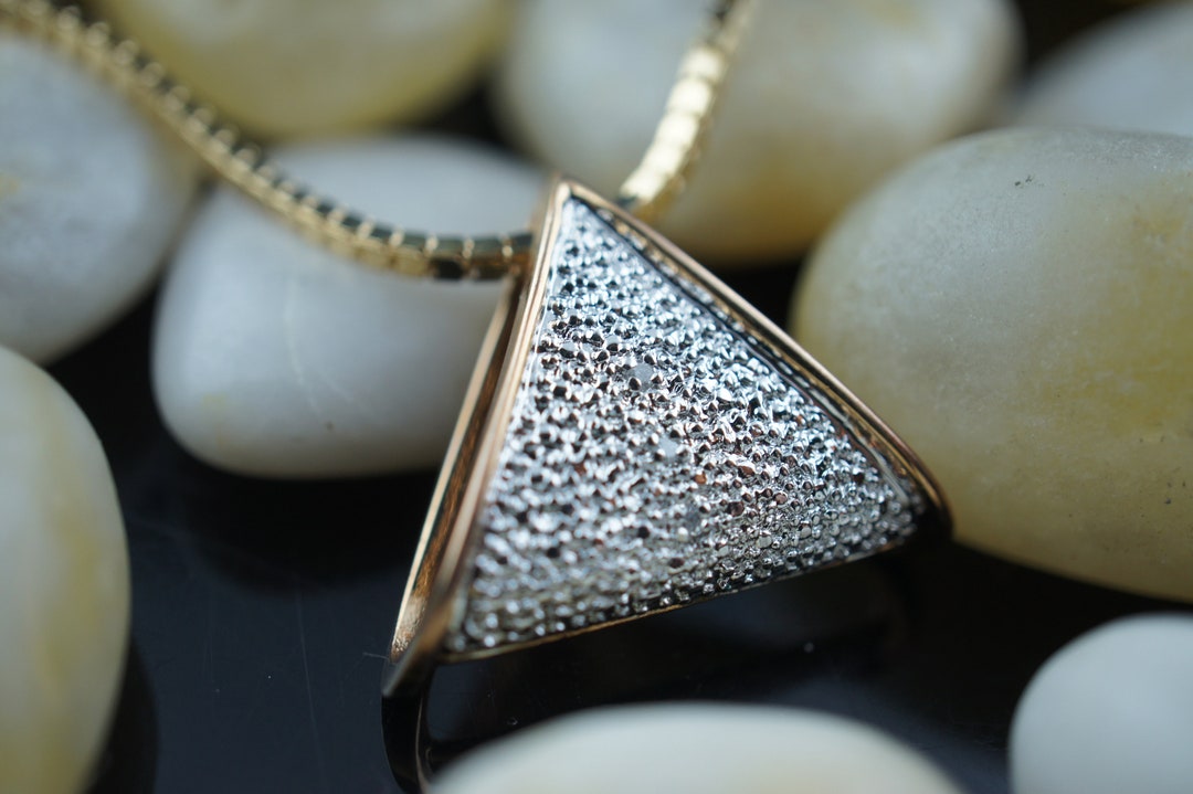 Sterling 925 Lirm Necklace Chain Pendant Triangle Vintage Art Deco Cz ...