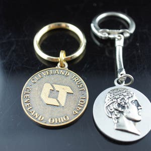 Vintage Art Deco Keychain Set of 2 Bronze Silver Tone CT Cleveland ...
