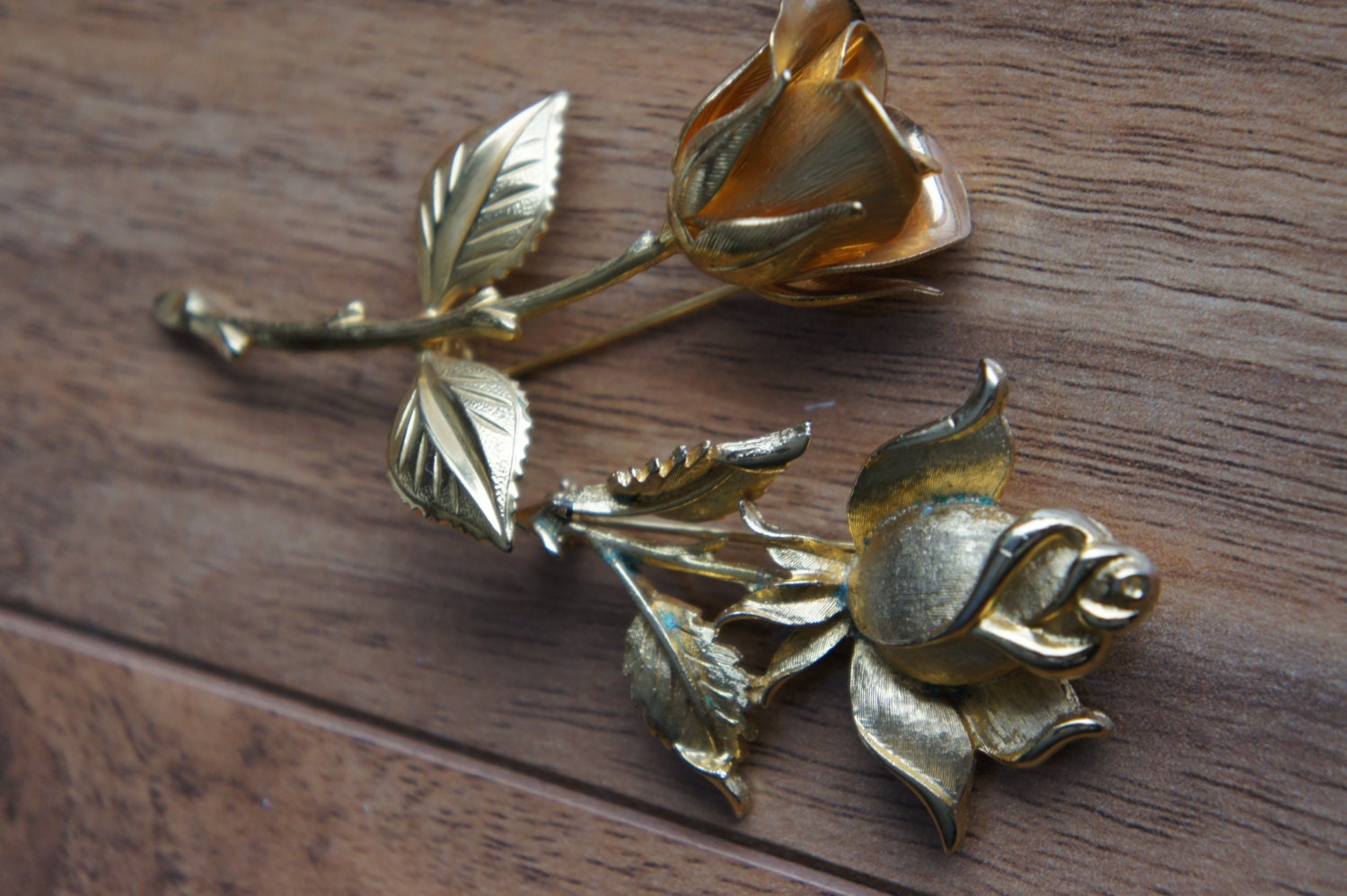Vintage Beautiful Gold Tone Two Flower Rose Brooch Item ID: O-0081 - Etsy
