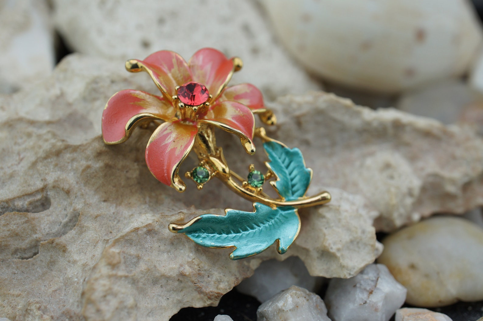 Circa Flower Grape Floral Leaf Leaves Brooch Pin CZ Enamel | Etsy