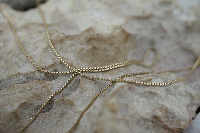 SOLID GOLD 14K Yellow RCI Gift Gold Box Design Art Deco Charm Chain ...