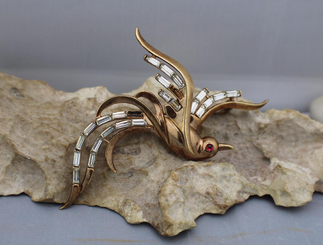 Vintage Trifari Bird of Paradise Brooch Minimalist Modernist Jewelry ...