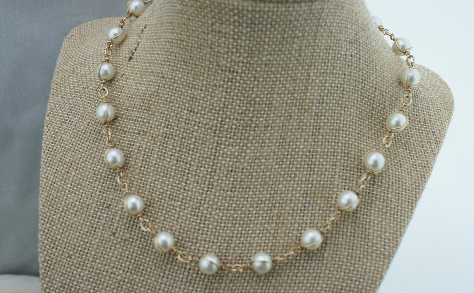 Sarah Coventry Cov Gold Necklace Faux Pearl Chain Jewelry Vintage Art ...
