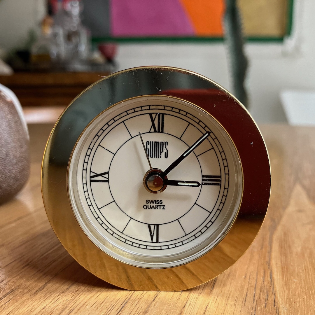 Small Bedside Alarm Clock Gump's Gold Tone & Glow in the Dark / Compact ...