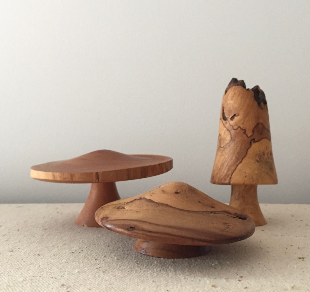 Vintage Wooden Mushroom Set Chuck Mclaughlin Sebastopol CA Bookshelf ...