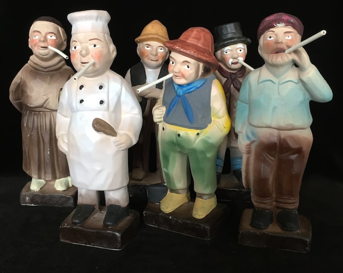 Complete Set Decorama Smoking Figurines Baker Monk Lumberjack Fisherman ...