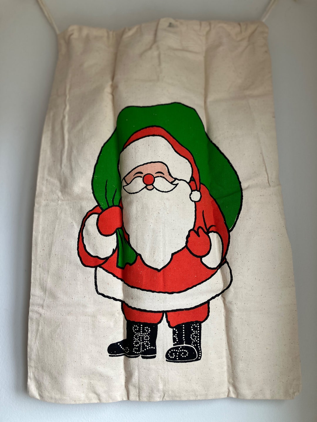 Vintage Canvas Santa Sack - Ocean House Drawstring Bag - Etsy