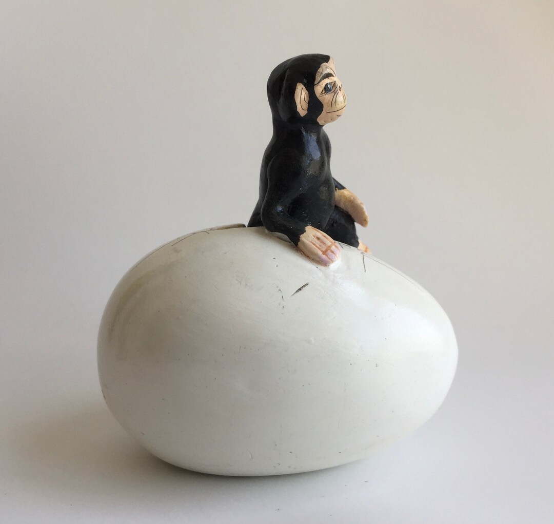 Decorative Ceramic Hatching Egg Monkey by Miranda Mexico Vintage - Etsy