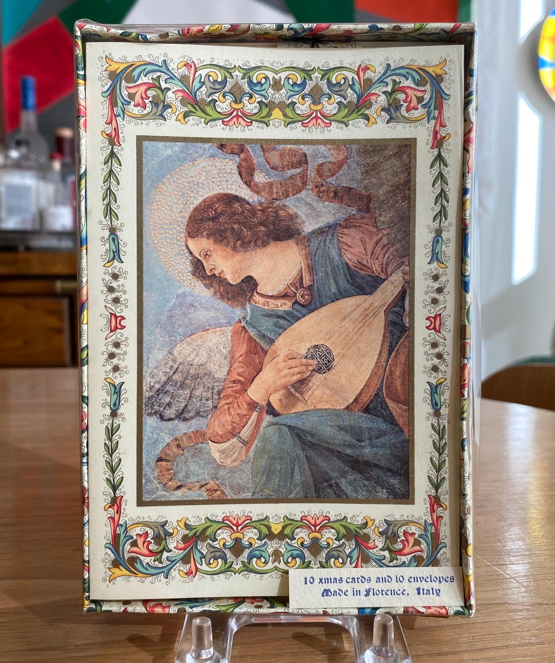 Vintage Christmas Cards: Angel Playing the Lute, Fresco Art Florence ...