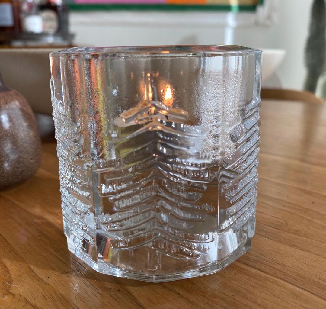 Vintage Iittala Finland Glass Candle Holder: Kuusi Spruce Tree Design ...