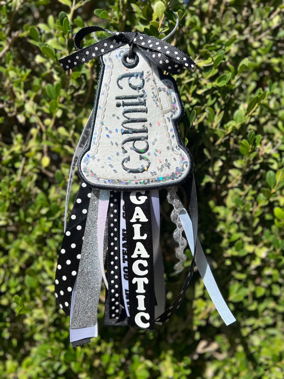 Personalized Cheer Bag Tag | Embroidery Glitter Shaker Keychain With ...
