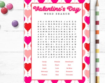 Valentines Day Word Search puzzle Printable Seek Find | Etsy