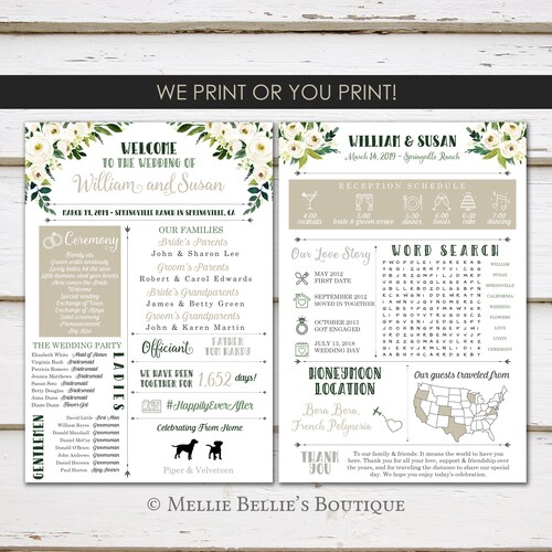 Infographic Wedding Program Template Burgundy Wedding | Etsy Canada