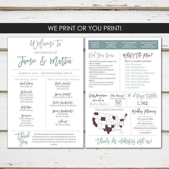 Fun Infographic Wedding Program Unique Program Fun Program Etsy fun-infographic-wedding-program-unique-program-fun-program-etsy
