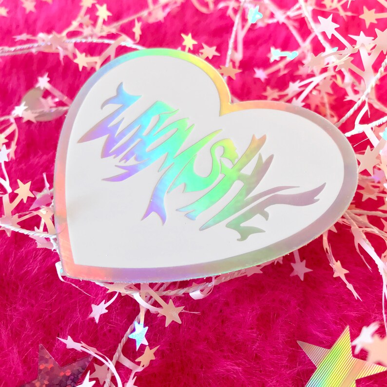Holographic Vinyl Sticker WHOMSTVE Cute Aesthetic Metal Head | Etsy