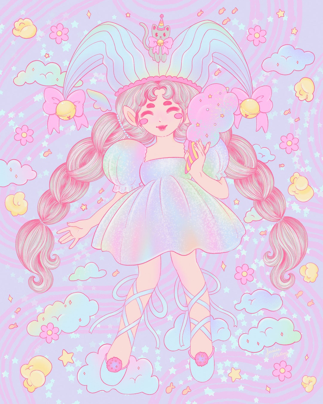 Cotton Candy Jester Fairy Magical Nostalgic Rainbow Butterfly Kawaii ...