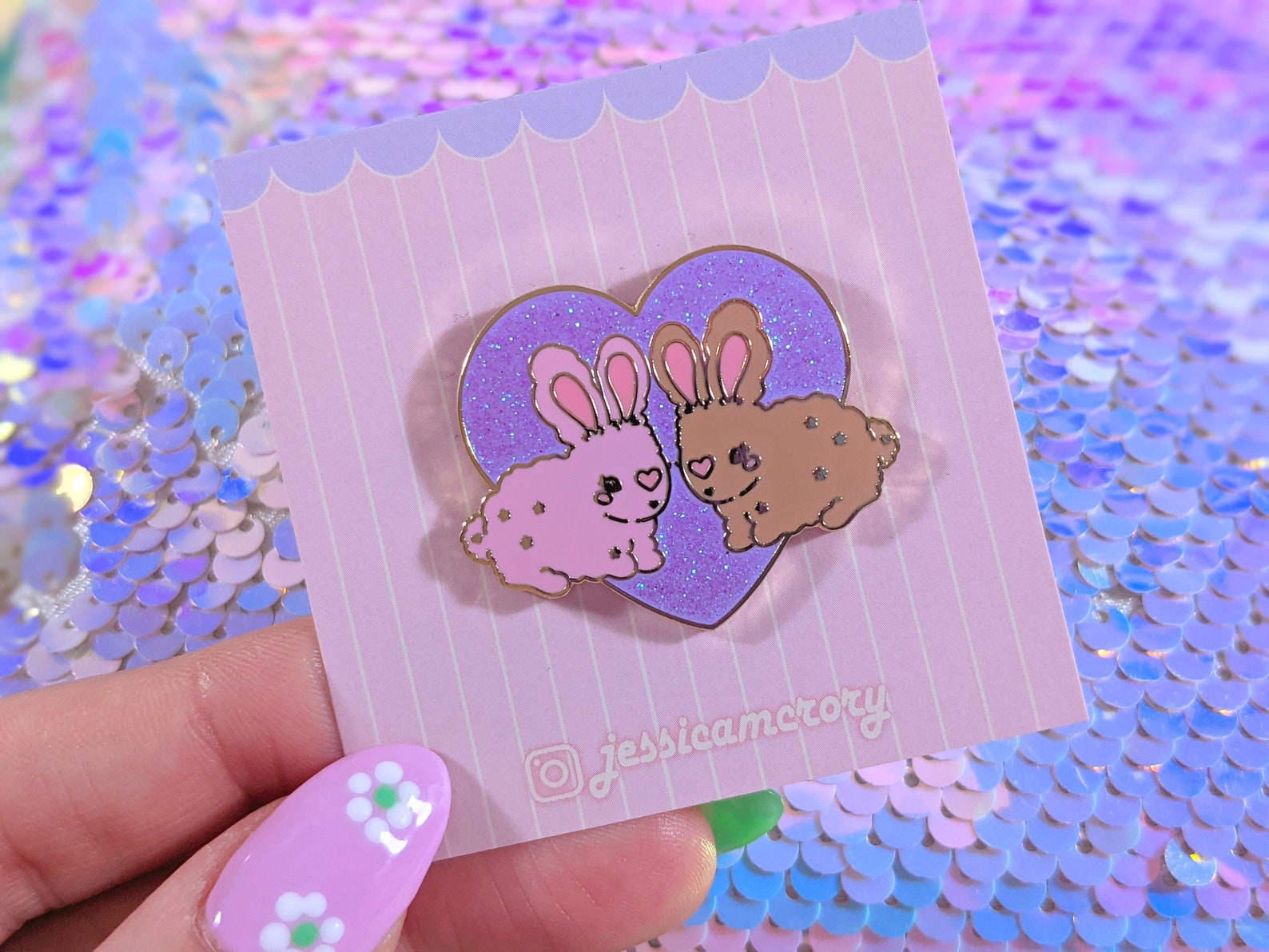 Honey Bunny Love Glittery Enamel Pin Kawaii Pastel Magical - Etsy