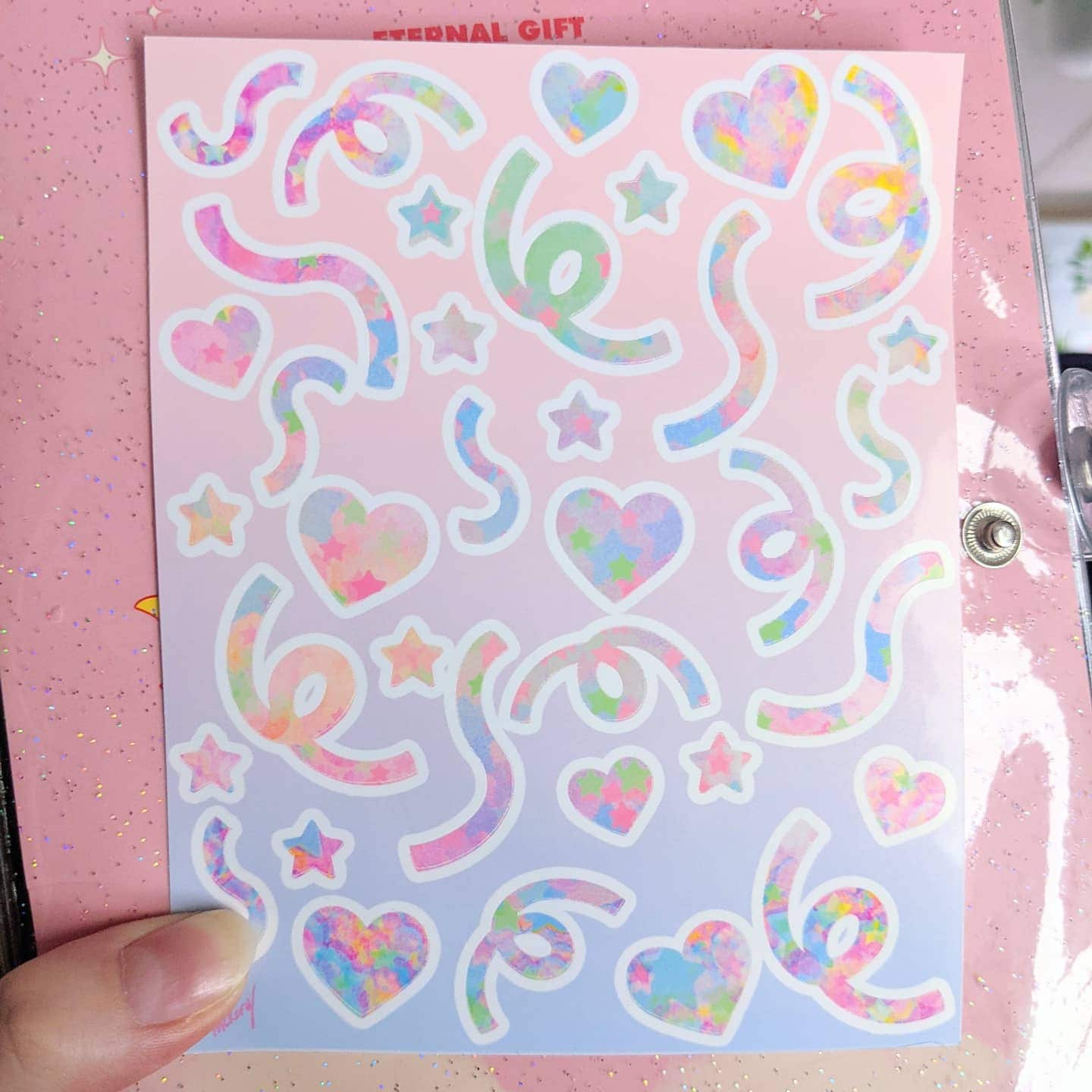 Confetti Magic Ribbon Pastel Sticker Sheet Cute Pastel | Etsy