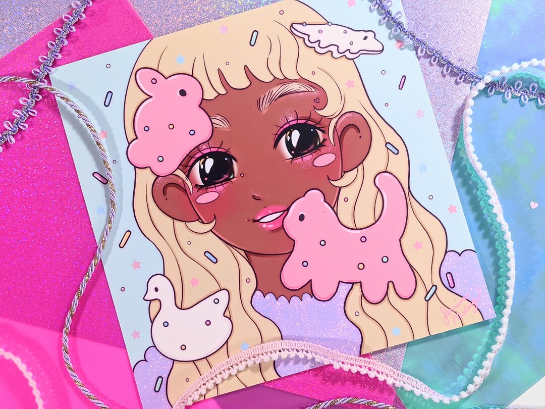 Sweet Pastel Cookie Cutie Art Print | Magical Kidcore Fantasy Aesthetic ...