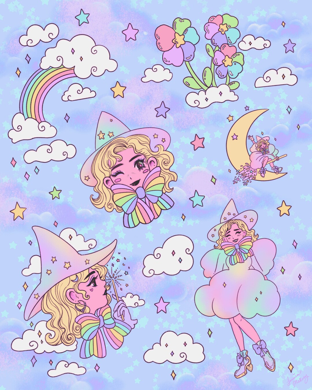 Celestial Pastel Sky Witch Dreams | Magical Nostalgic Pastel Kawaii ...