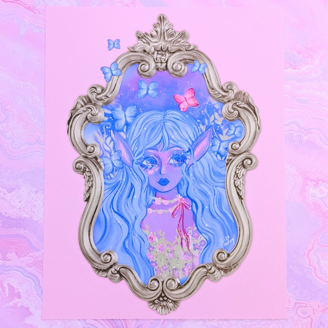 Celestial Dark Elf Fairytale Butterfly Print | Cute Fairycore Royalcore ...