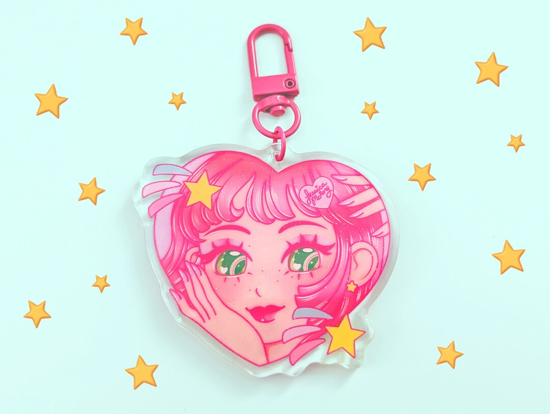 Pink Dreams Glittery Magical Girl Acrylic Aesthetic Shooting Star ...