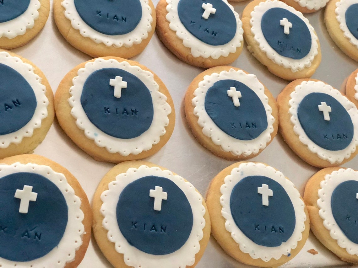 Personalized Baptism or First Communion Cookie With Mini Cross | Etsy
