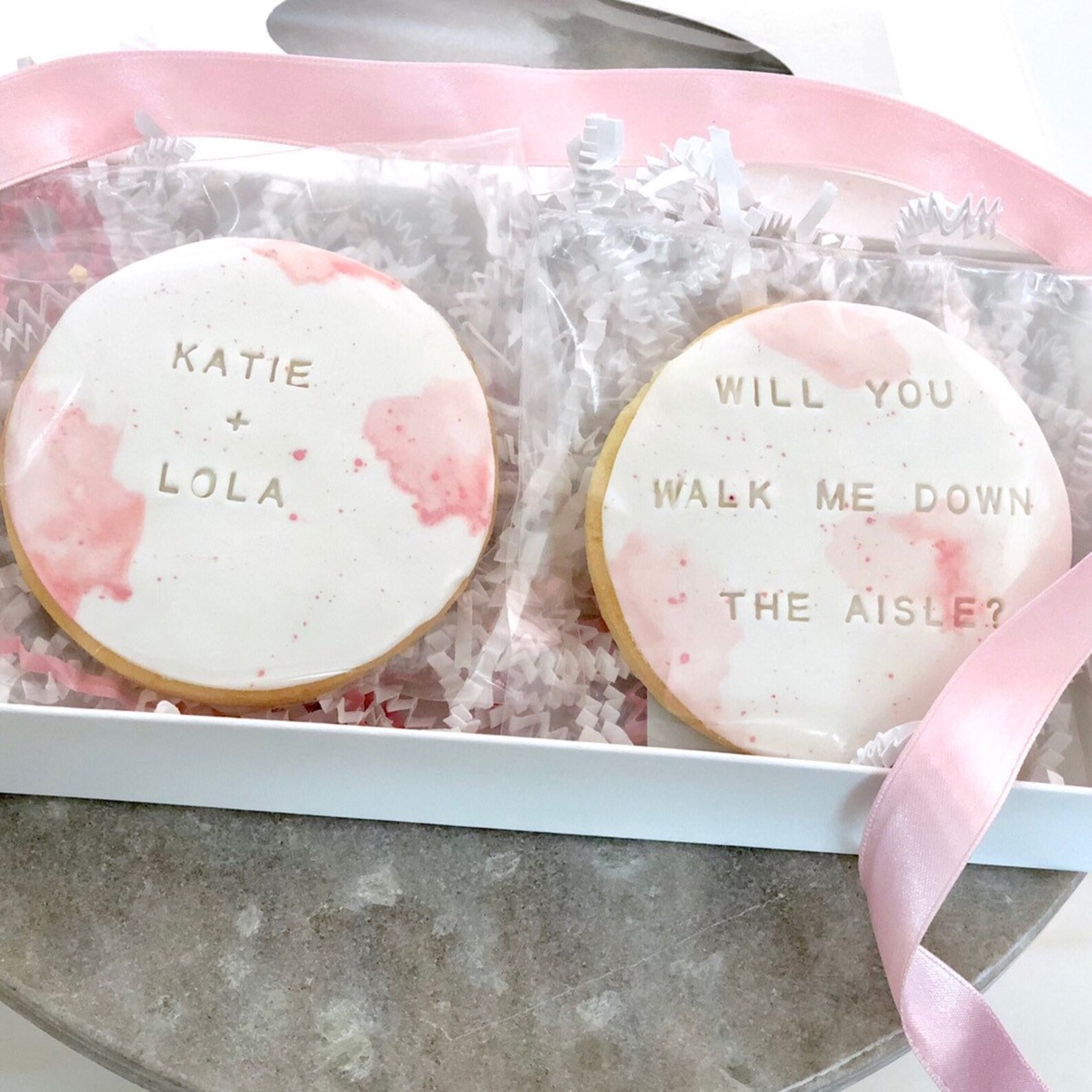 Watercolor Bridesmaid Proposal Cookies Set of 2 Personalized | Etsy