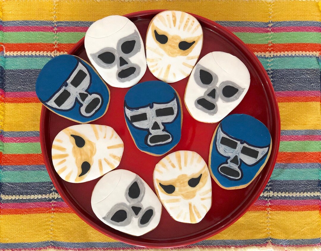 Luchador Mask Cookies 1 Dozen cinco De Mayo Fiesta Party - Etsy