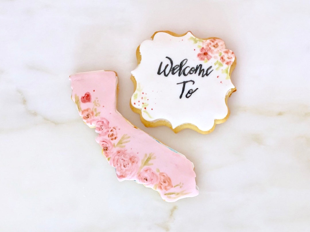 California Map & Message Cookies set of 2 welcome Gift, Wedding Favor ...