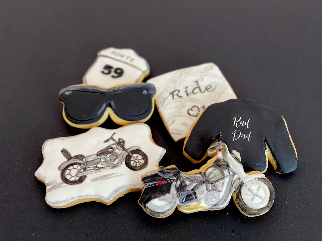Motorcycle Rider Sugar Cookies - Ser of 6 or 12 Cookies Harley-davidson ...