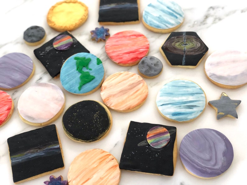 Outer Space Cookies 1 Dozen out of Space Party Planets - Etsy