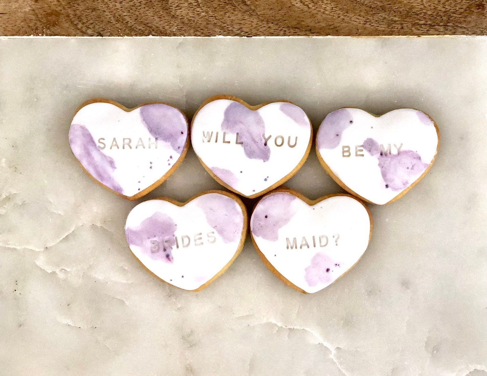 Bridesmaid Proposal Mini Heart Cookies Set of 5 Cookies With - Etsy
