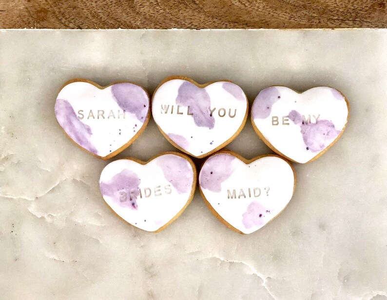 Bridesmaid Proposal Mini Heart Cookies Set of 5 Cookies With - Etsy