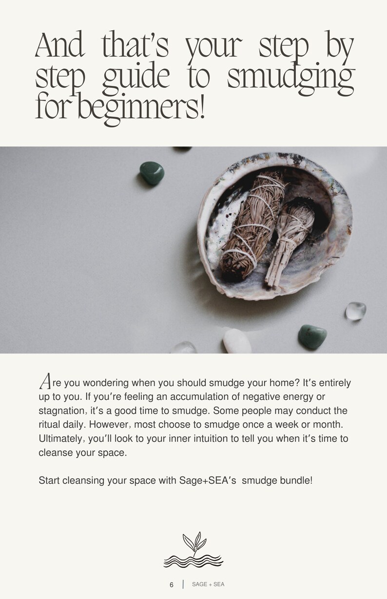 Earthy Minimalistic Smudging Guide Printable - Etsy