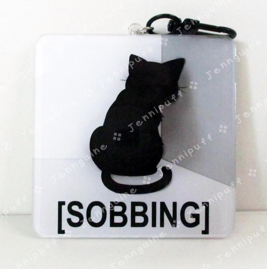 Sobbing Black Cat Meme Crying Cat Sad Cat | Oversize Double Sided 3in ...
