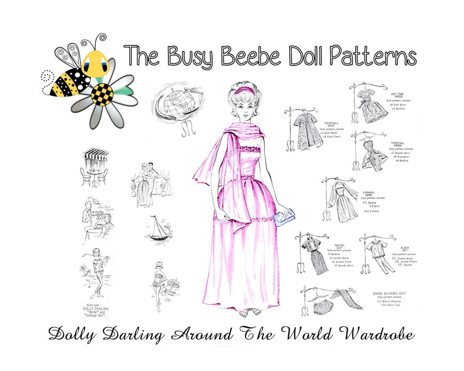 Dolly Darling Around the World Pattern Set for Vintage Barbie - Etsy