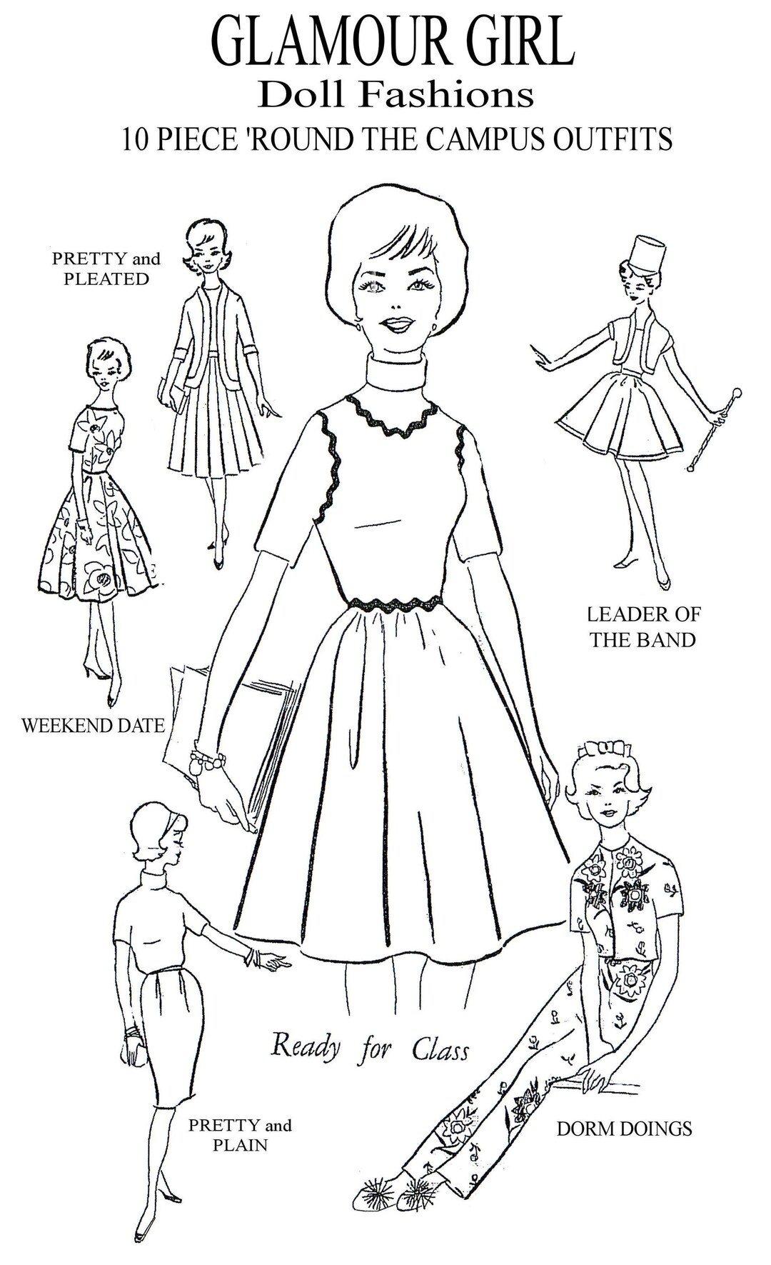 Glamour Girl Doll Pattern 11.5" Dolls - Ready for Class - PDF Instant ...