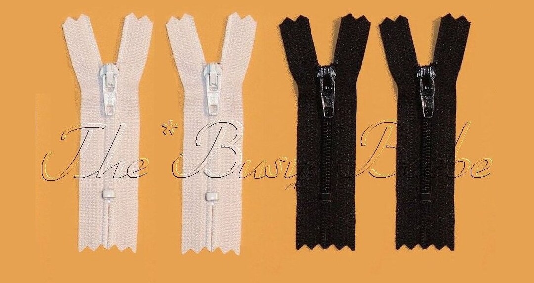 Nylon YKK Doll Zippers 4 Zipper Set Black and White Combo - 2 Inch Size ...