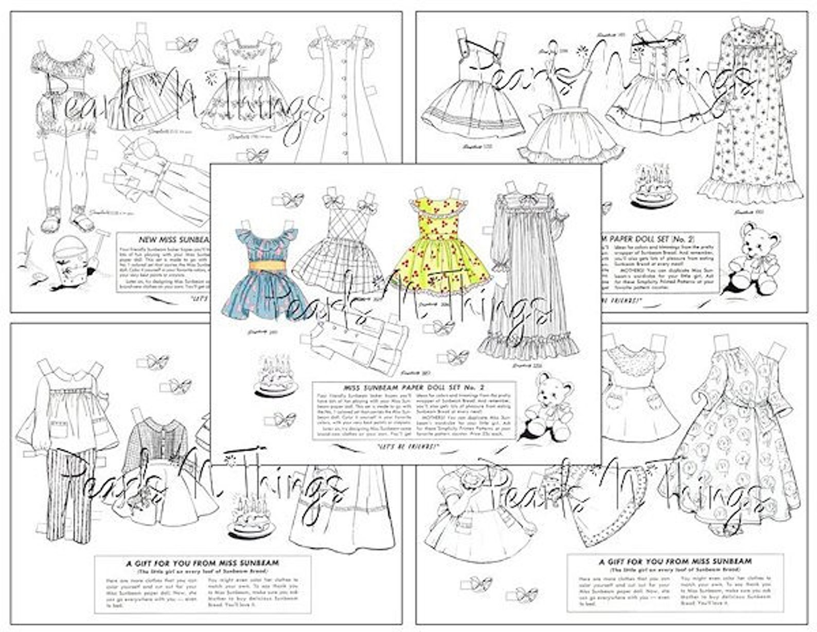 10 Vintage Miss Sunbeam Paper Doll Sheets on CD - Etsy