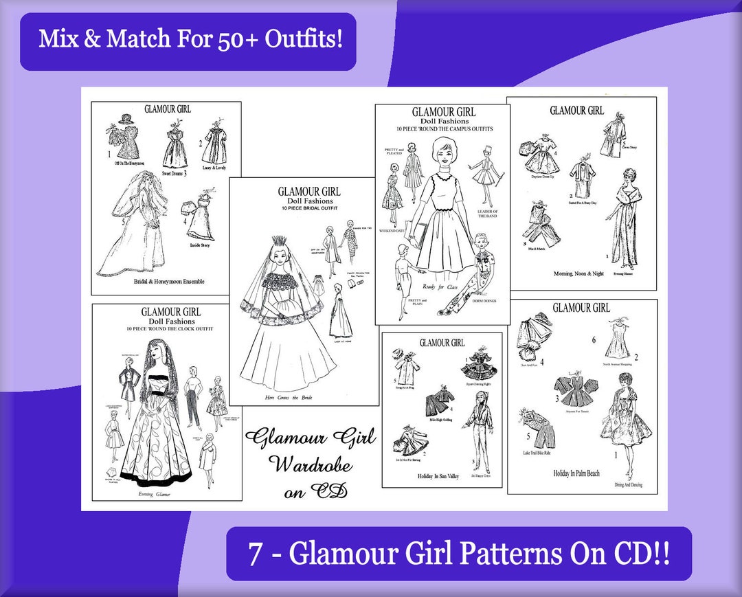 Glamour Girl Pattern Sets on CD (7 Pattern Wardrobe Set) - Etsy