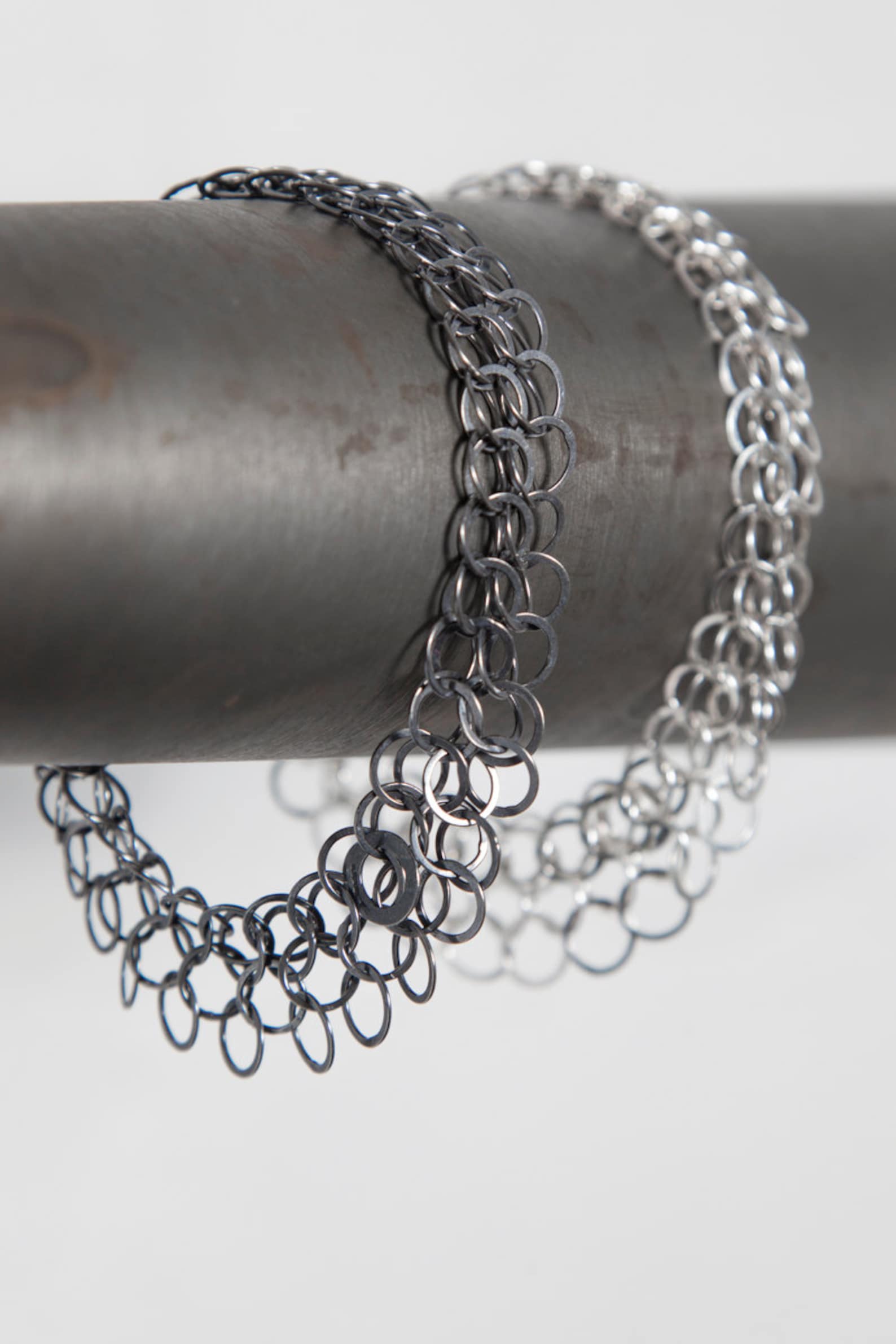 Black Chain Bracelet, Handmade Chain Bracelet, Chain Maille Bracelet ...